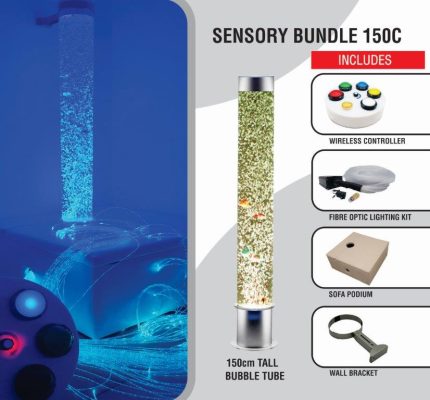 Sensory Bundle 150C -Bubble Tube 150cm tall with Interactive Wireless Switchbox, Fibre Optic ...